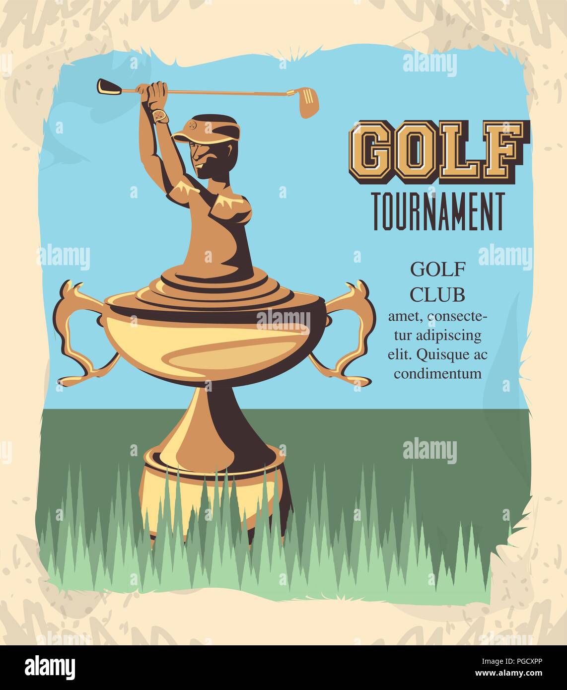 golden trophy golf tournament vector illustration design Stock Vector ...