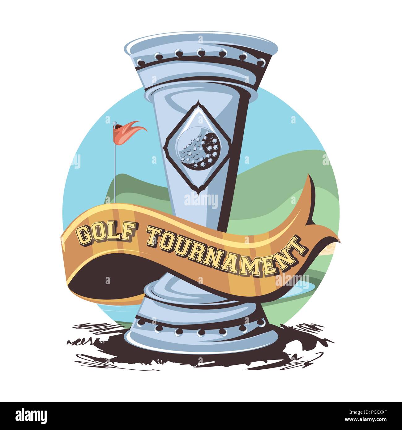 silver trophy golf tournament vector illustration design Stock Vector ...