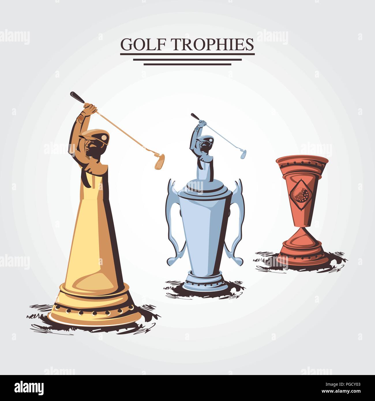 set trophies golf tournament vector illustration design Stock Vector ...