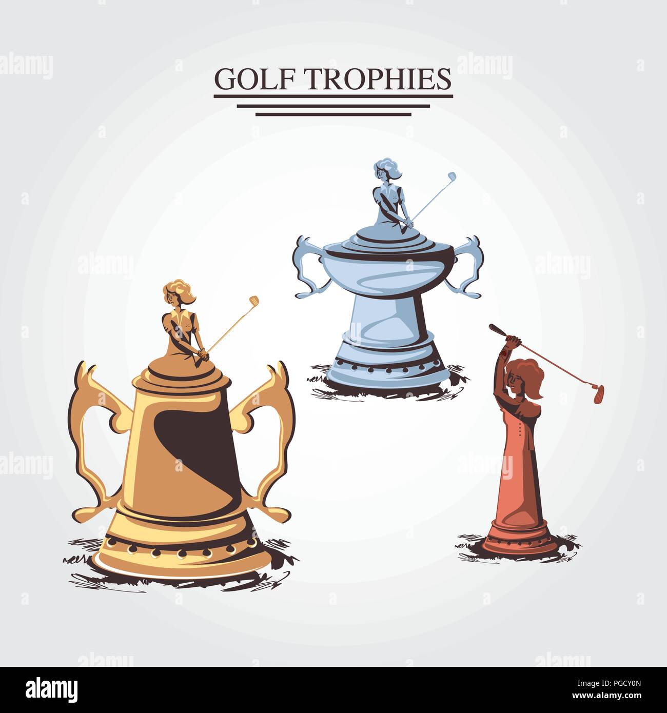 set trophies golf tournament vector illustration design Stock Vector ...