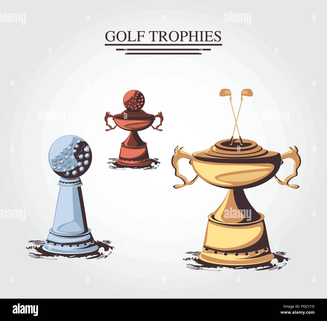 set trophies golf tournament vector illustration design Stock Vector ...