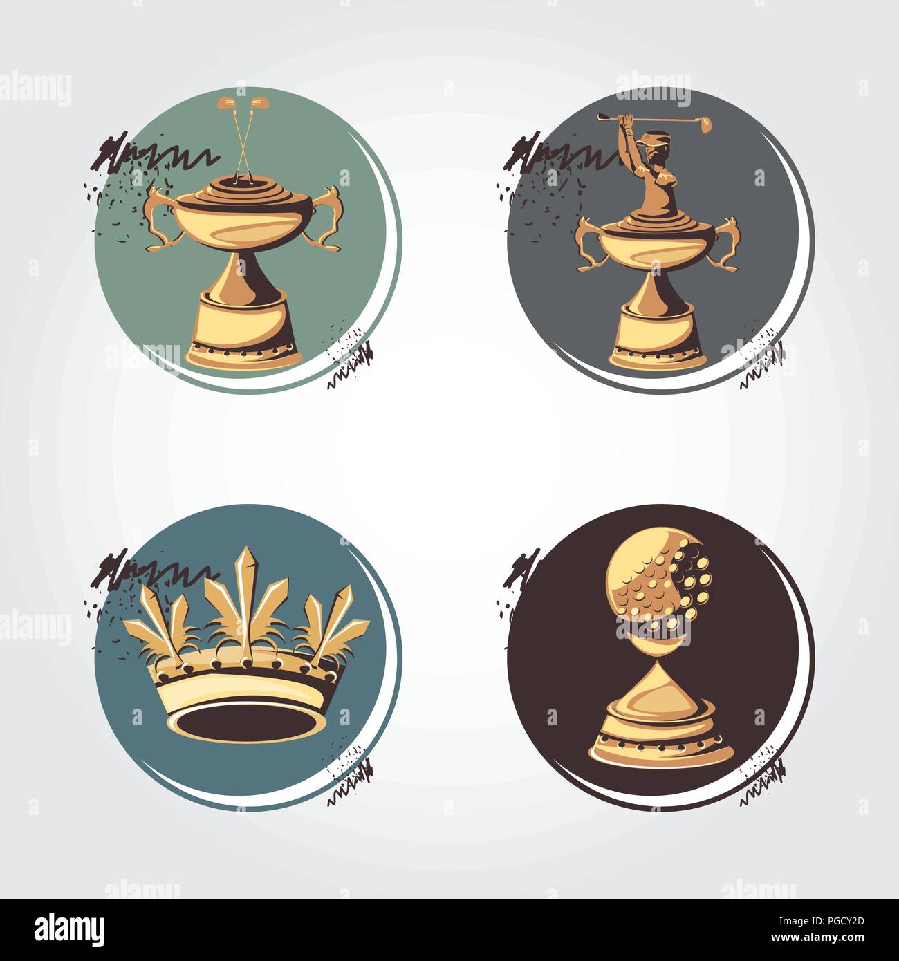 set trophies golf tournament vector illustration design Stock Vector ...