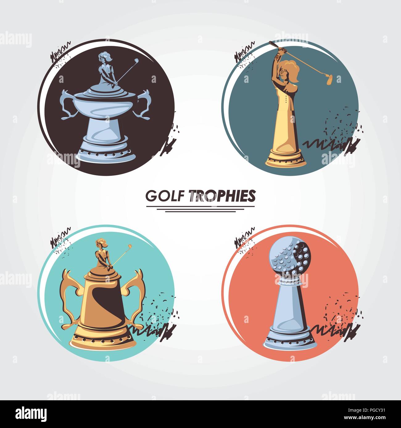 set trophies golf tournament vector illustration design Stock Vector ...