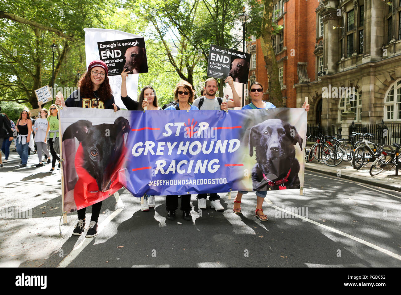 London, UK. 25th Aug, 2018. Animal rights activists gather at Millbank ...