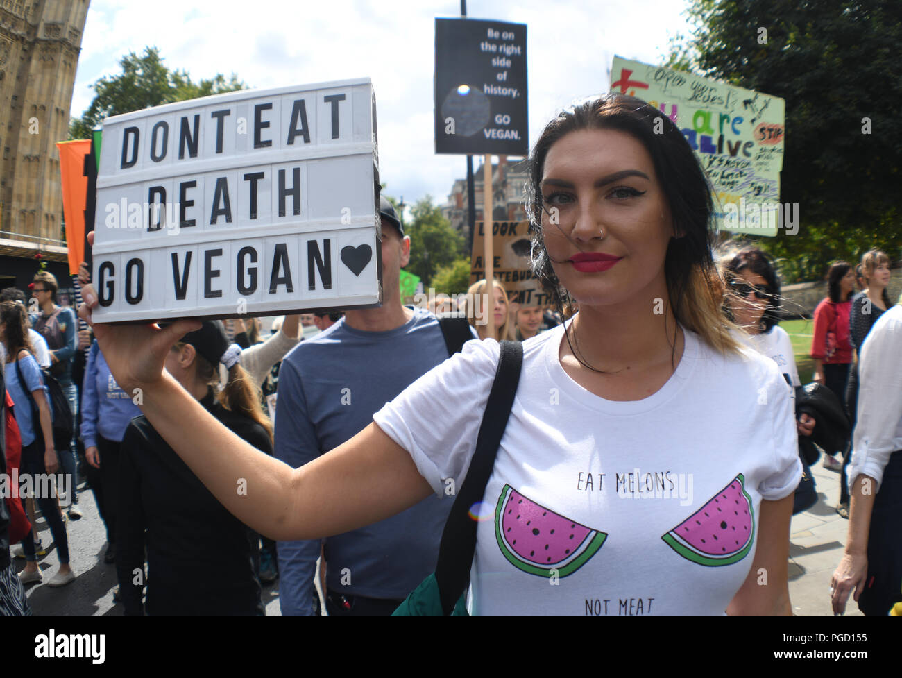 London, UK. 25th Aug 2018. Thousands of veganist activists join The ...