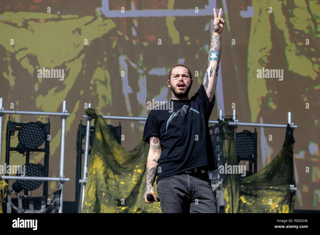Post Malone performs live on stage at Leeds Festival, UK, 25th June ...