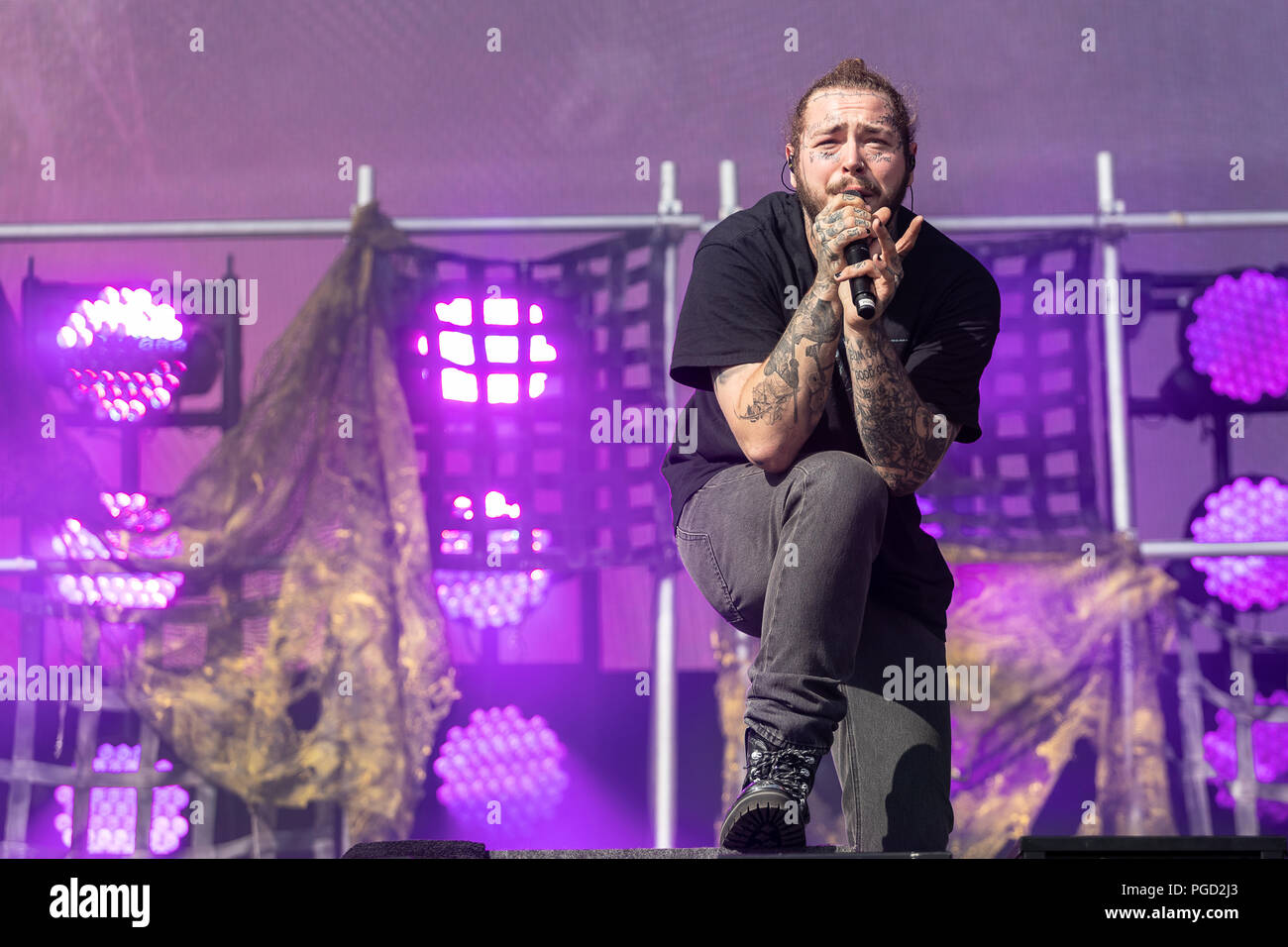 Post Malone performs live on stage at Leeds Festival, UK, 25th June ...