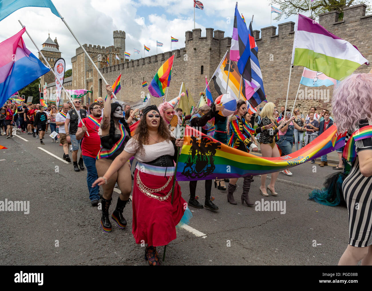 Cardiff, UK. 25th Aug 2018. The 2018 Pride Cymru Parade in Cardiff ...