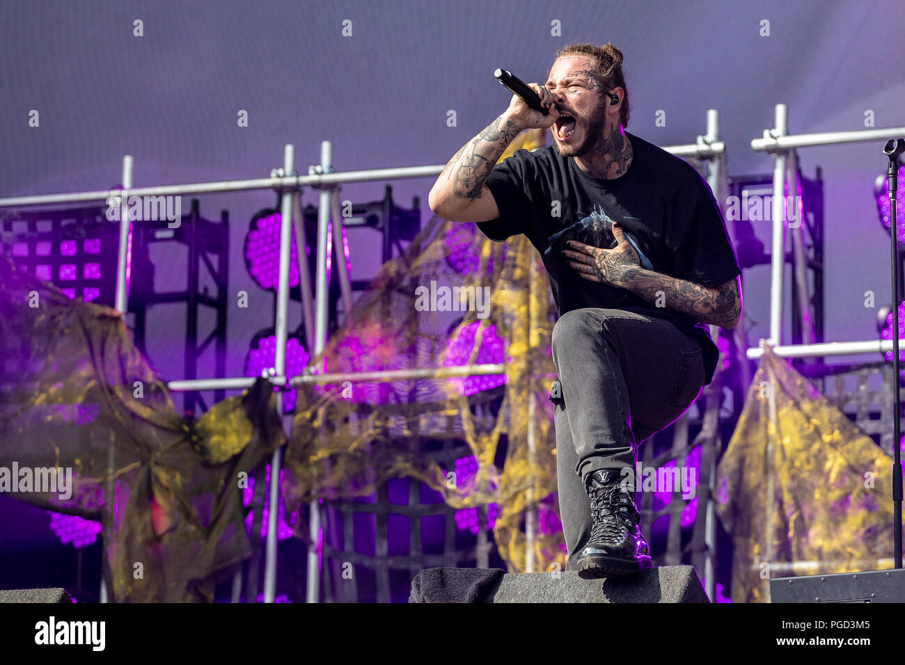 Post Malone performs live on stage at Leeds Festival, UK, 25th June ...