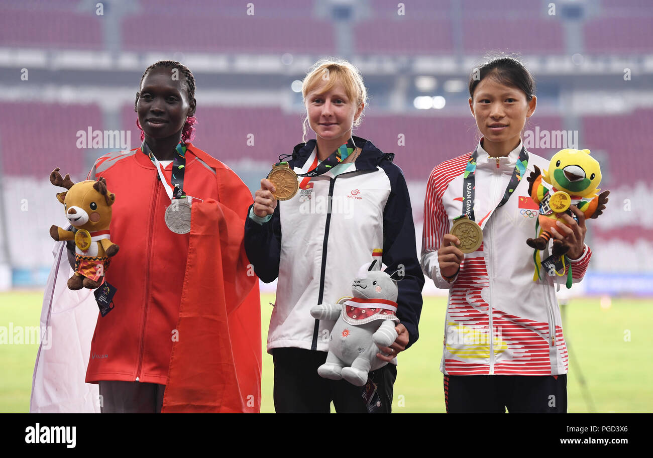 (180825) -- JAKARTA, Aug. 25, 2018 (Xinhua) -- Gold medalist Daria ...