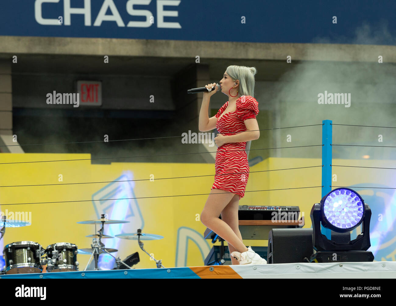 New York, NY - August 25, 2018: Singer Kim Petray performs on stage ...