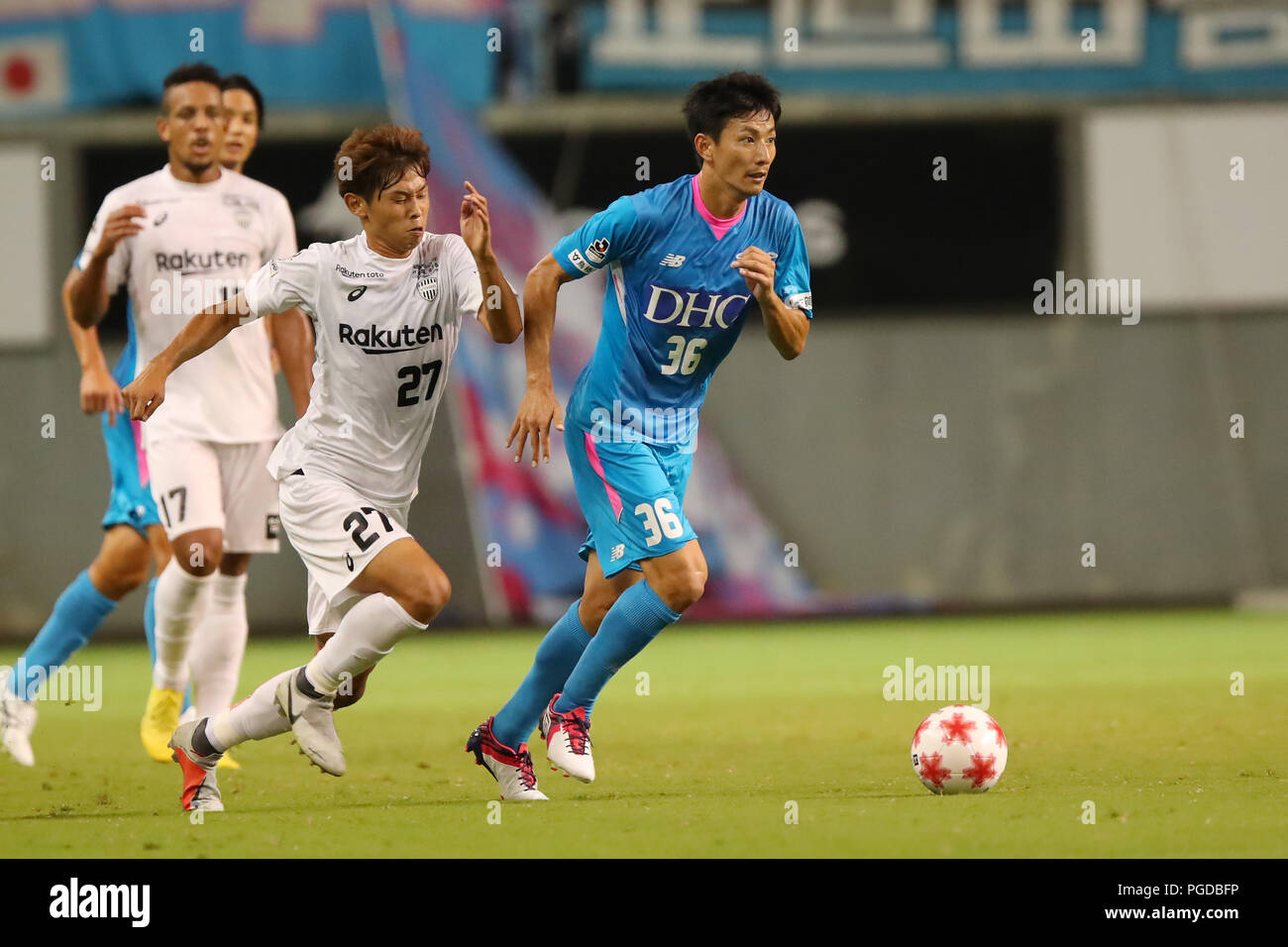 Best Amenity Stadium, Saga, Japan. 22nd Aug, 2018. (L to R) Yuta Goke (Vissel), ?Hideto ...
