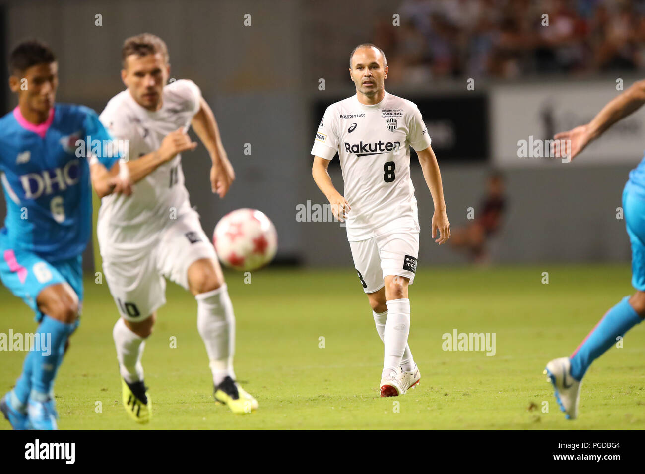 Best Amenity Stadium, Saga, Japan. 22nd Aug, 2018. (L to R) Lukas Podolski, Andres Iniesta ...