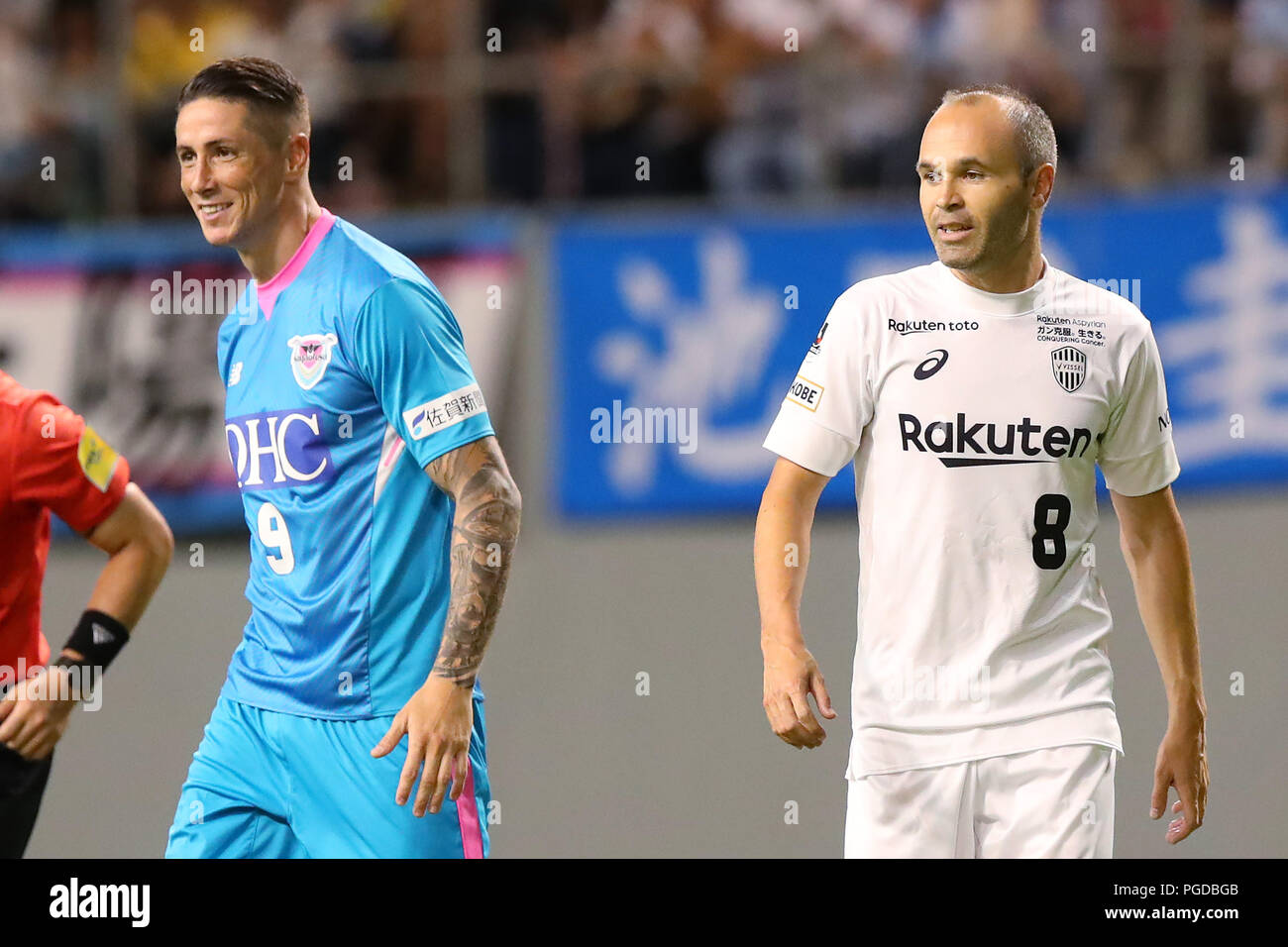 Best Amenity Stadium, Saga, Japan. 22nd Aug, 2018. (L to R) Fernando Torres (Sagan), Andres ...