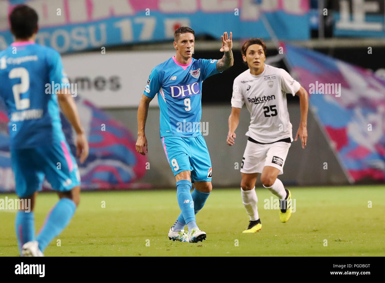 Best Amenity Stadium, Saga, Japan. 22nd Aug, 2018. (lL to R) Fernando Torres (Sagan), Leo Osaki ...
