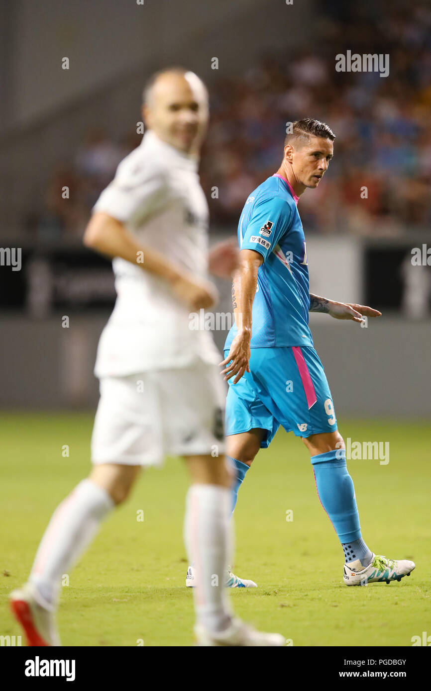 Best Amenity Stadium, Saga, Japan. 22nd Aug, 2018. (L to R) Andres Iniesta (Vissel), Fernando ...