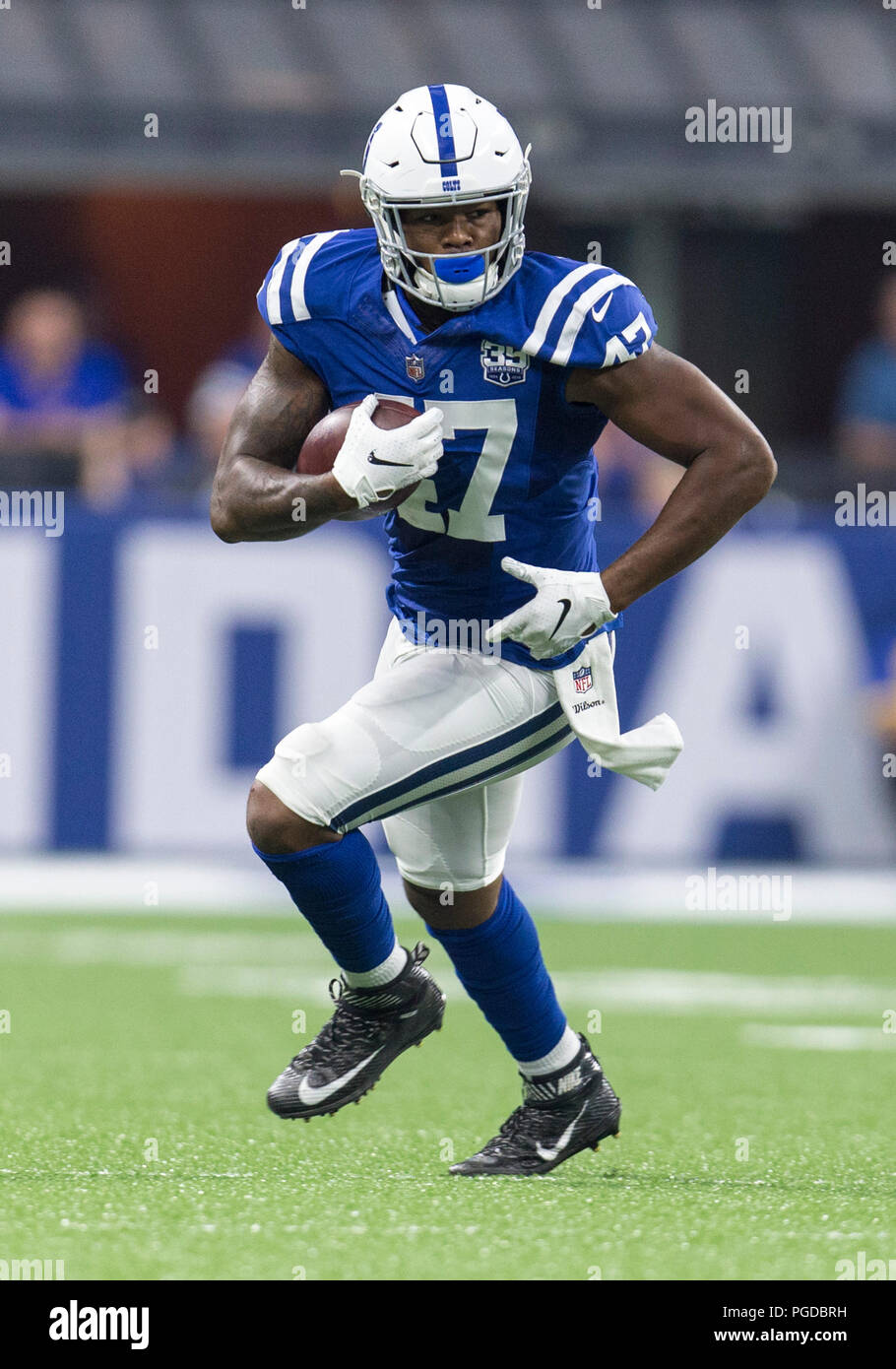 August 25, 2018: Indianapolis Colts tight end Darrell Daniels (47) runs ...