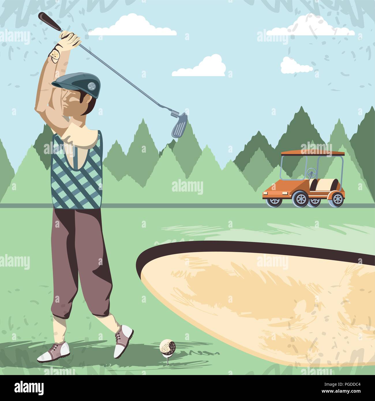 Man golf sand trap Stock Vector Images - Alamy