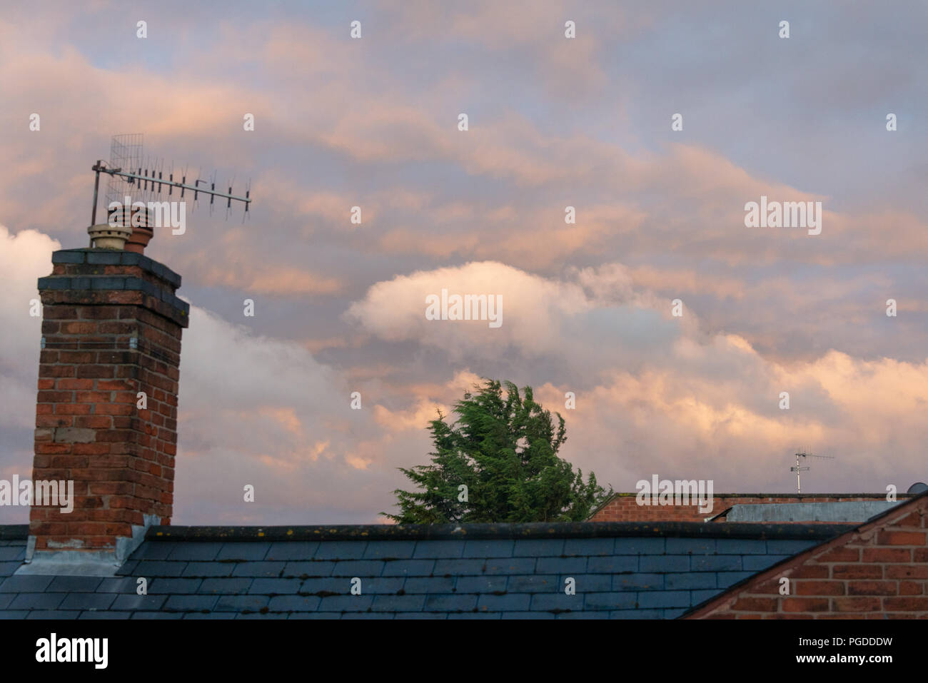 English Roof With Chimney And Antenna High Resolution Stock Photography ...