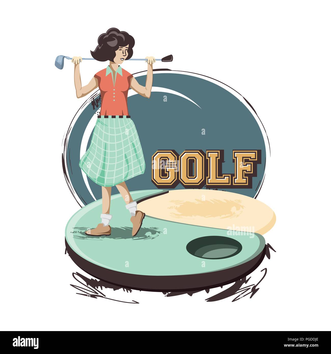 Female golf sketch hi-res stock photography and images - Alamy