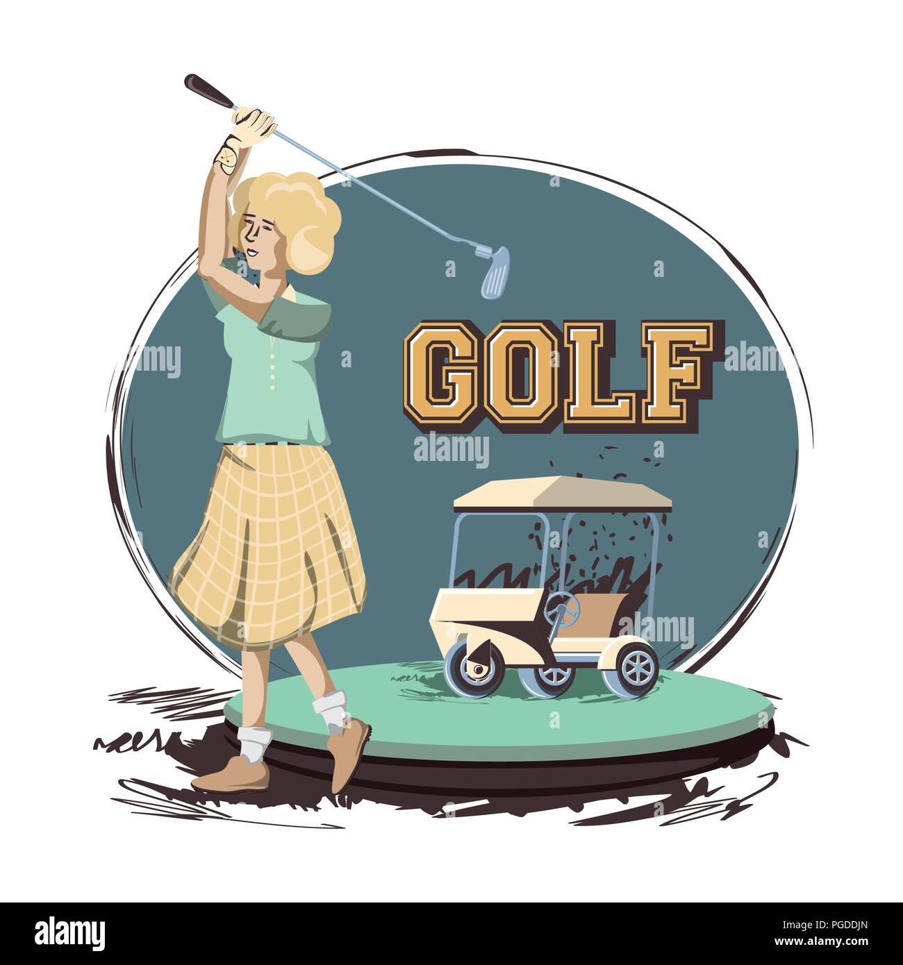 Female golf sketch hi-res stock photography and images - Alamy
