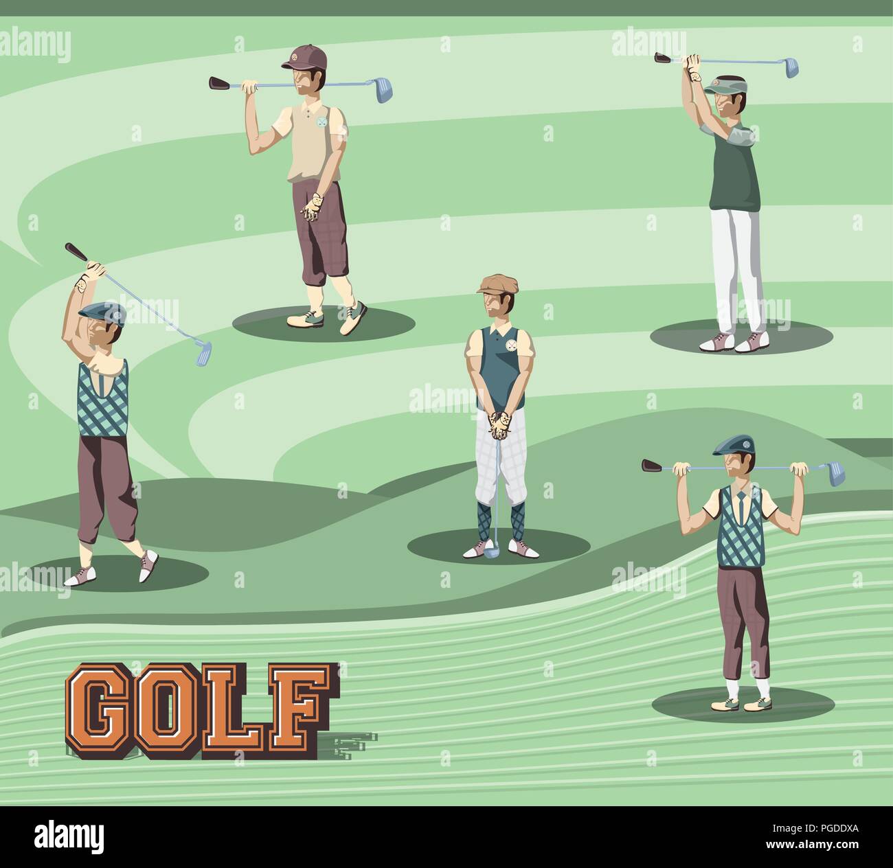 golf players in the course vector illustration design Stock Vector ...