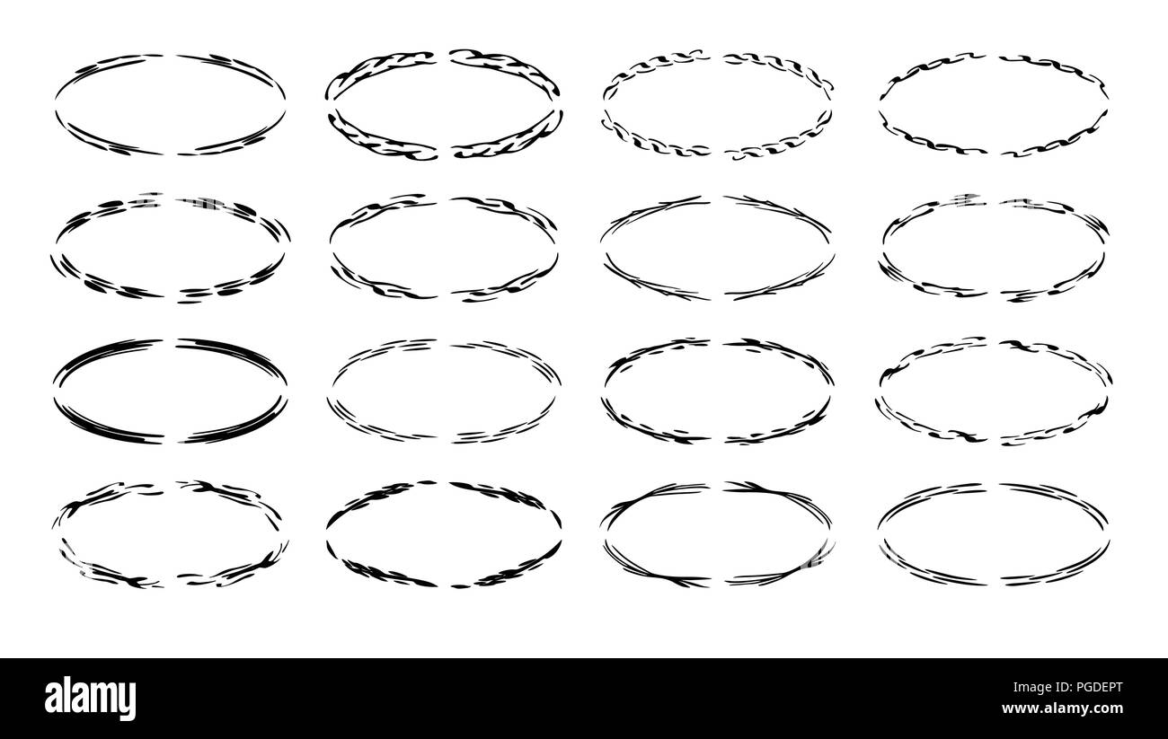 Set of black oval grunge frames. Branches borders collection. Vector ...