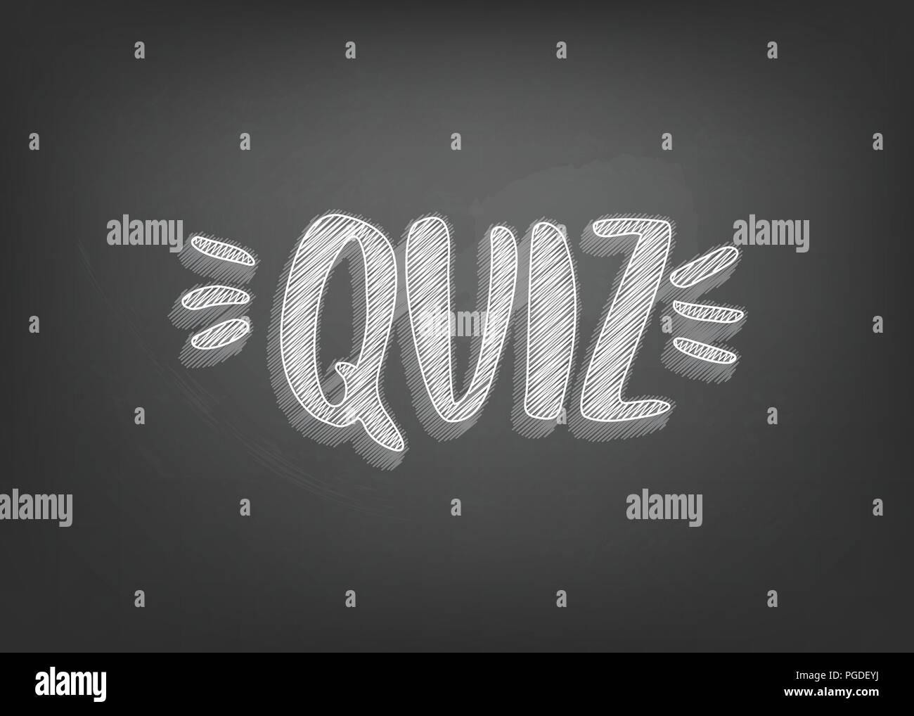 Quiz retro card with handwritten chalk lettering. Template for social media. Vector illustration ...