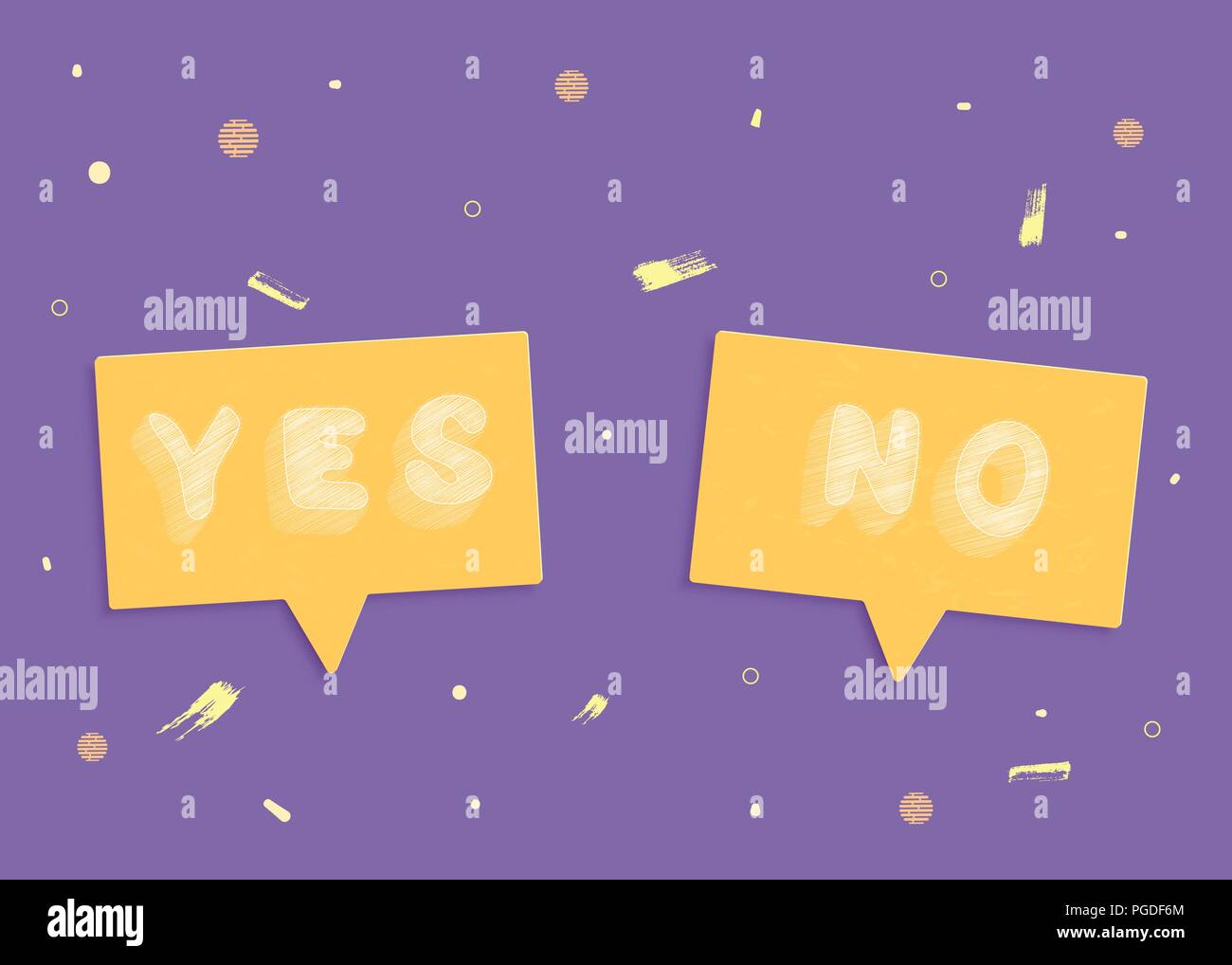 Yes and No banner. Stickers with handwritten lettering. Element for ...
