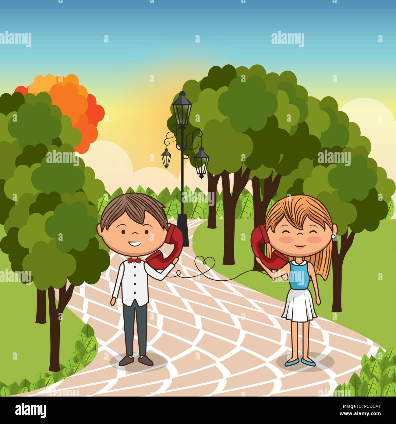 couple in love on park Stock Vector Image & Art - Alamy