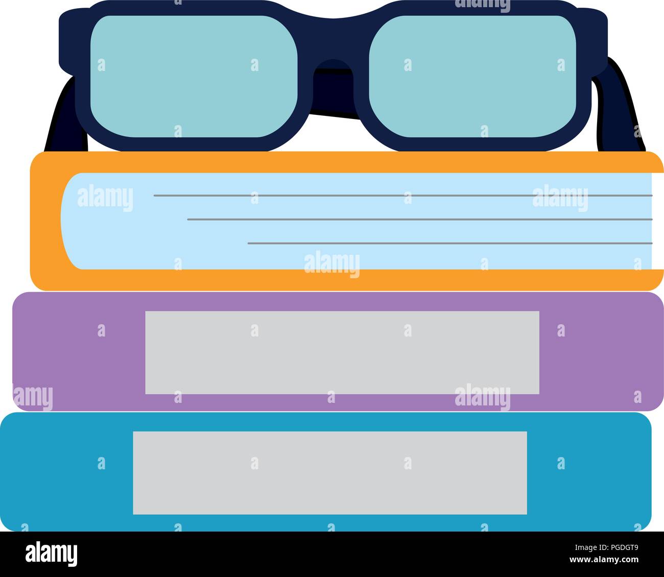 pile text books with glasses Stock Vector Image & Art - Alamy