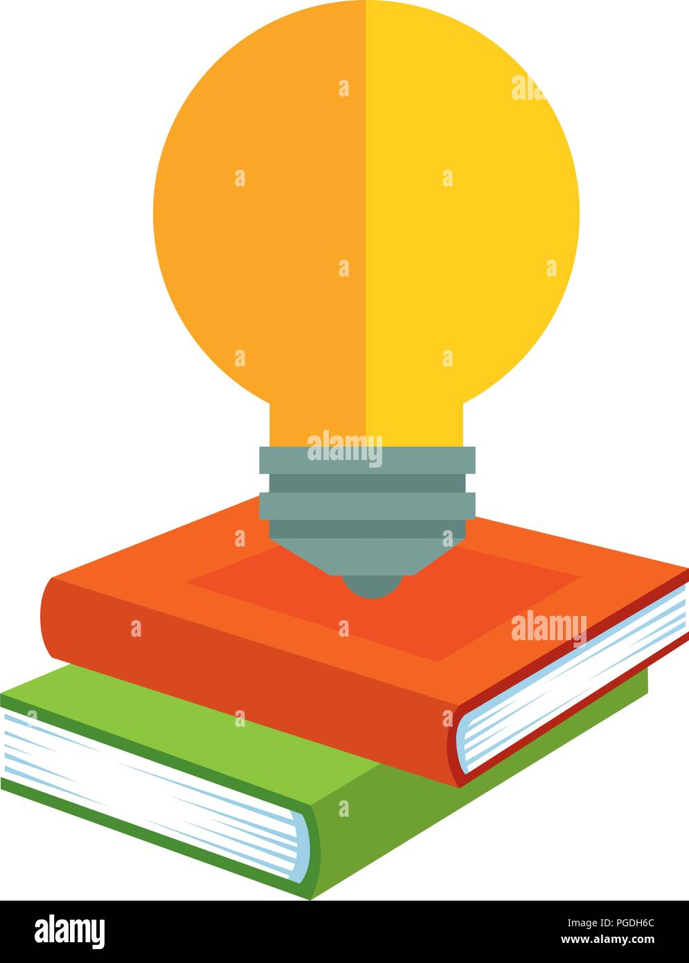 pile text books with bulb Stock Vector Image & Art - Alamy