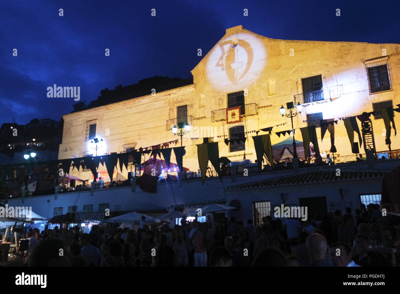 Spain, Andalusia, Frigiliana. The 3 cultures festival. Projections on ...