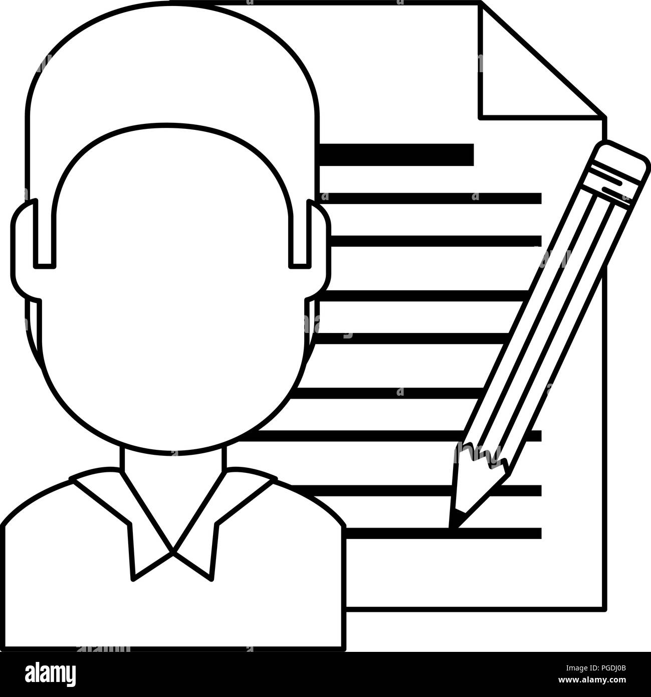 young man with document and pencil Stock Vector Image & Art - Alamy