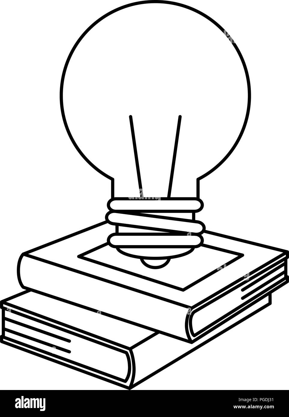 pile text books with bulb Stock Vector Image & Art - Alamy