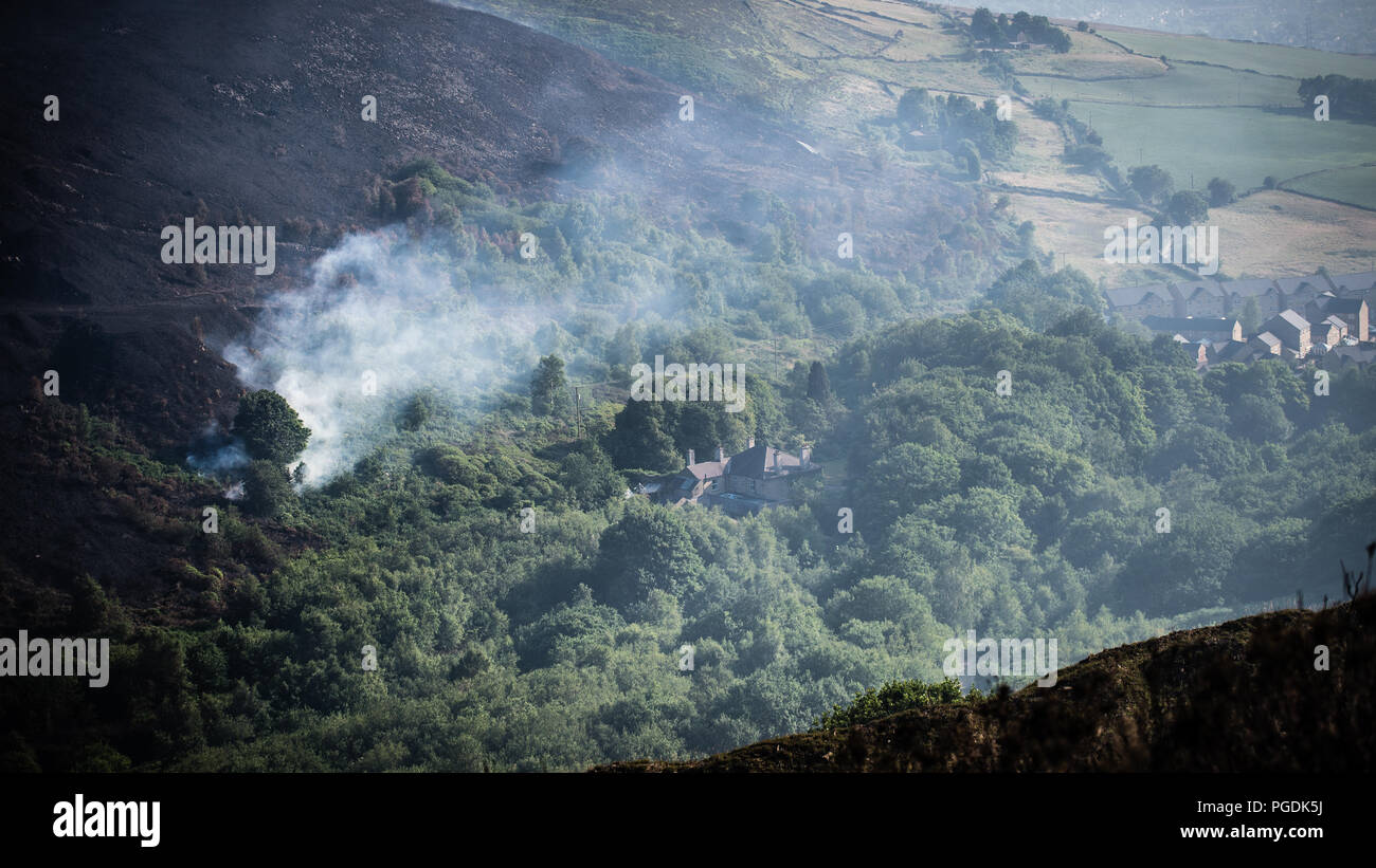 Fire still burning close to property during the Saddleworth Moor fires ...