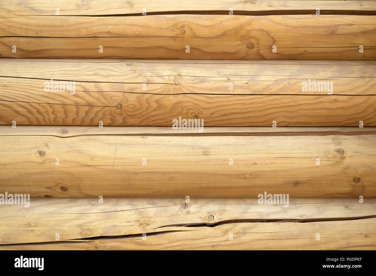 Log cabin or barn unpainted debarked wall Textured horizontal ...