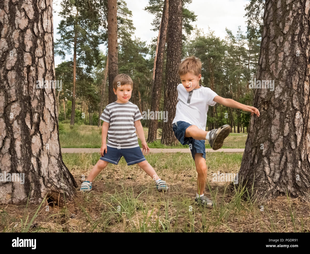 Happy children having fun outdoor. Good emotions effect Stock Photo - Alamy
