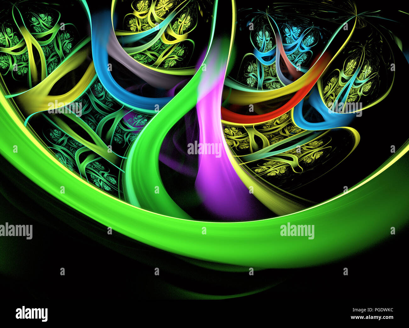 Abstract fractal patterns and shapes. Fractal texture. The colors in ...