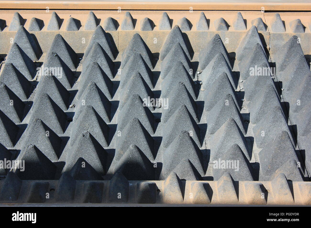 Triangular foam acoustical lining inside the railroad tracks at CTA ...