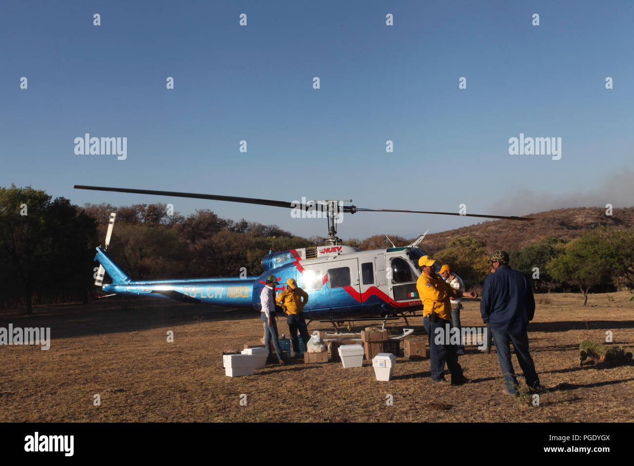 Helicopter used by the Conafor, National Forestry Commission to fight ...