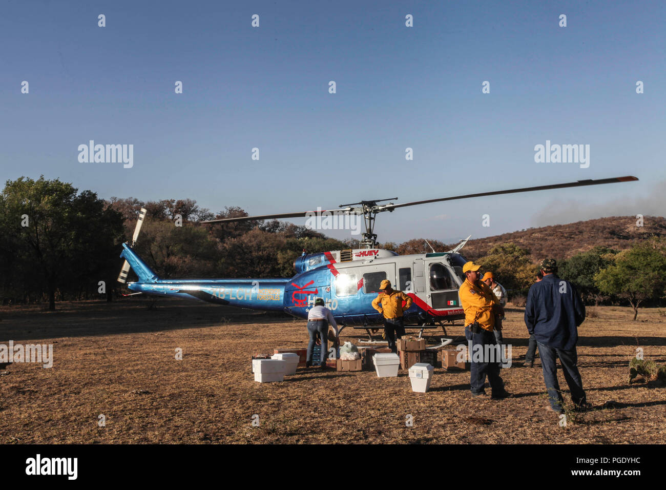 Helicopter used by the Conafor, National Forestry Commission to fight ...