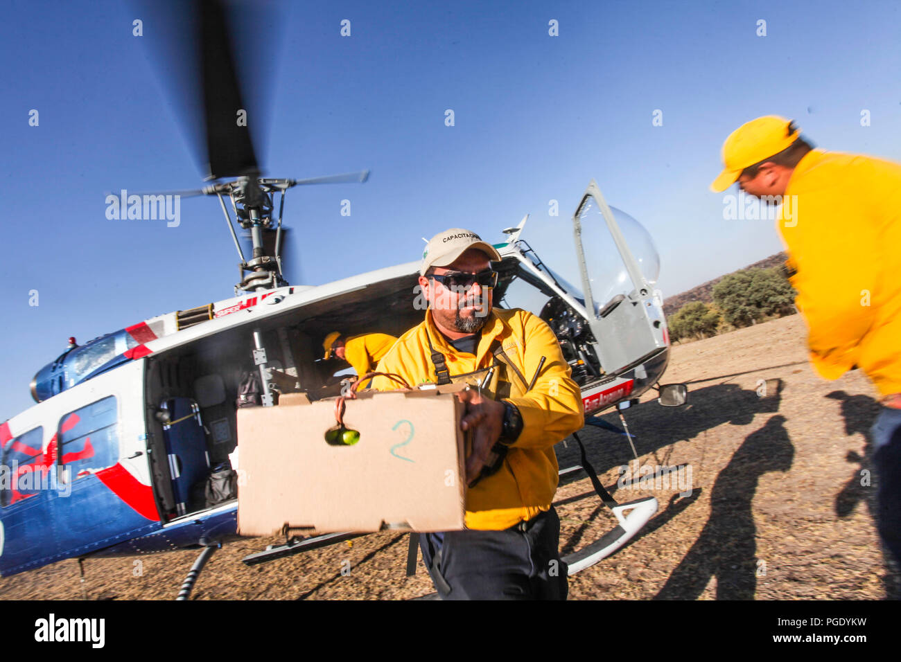 Helicopter used by the Conafor, National Forestry Commission to fight ...