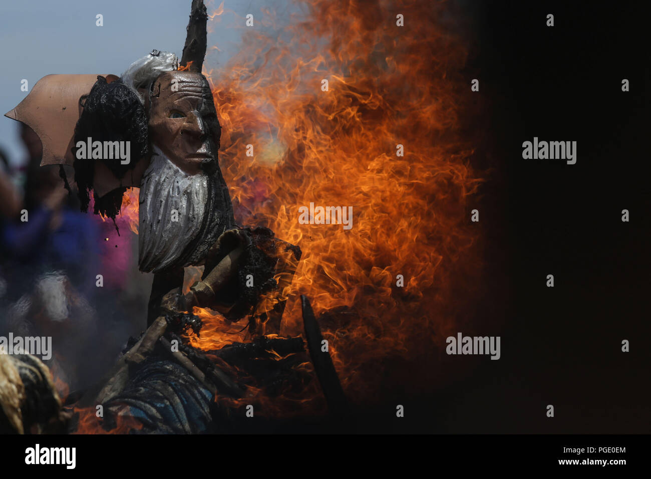 Pharisees of Yaqui tribe perform the ritual burning of masks during the ...