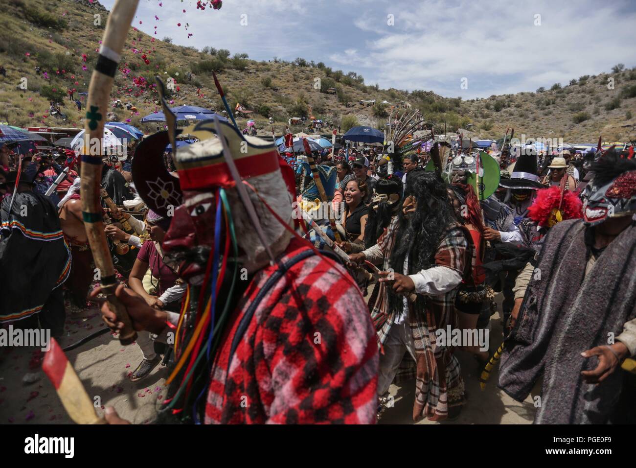 Pharisees of Yaqui tribe perform the ritual burning of masks during the ...