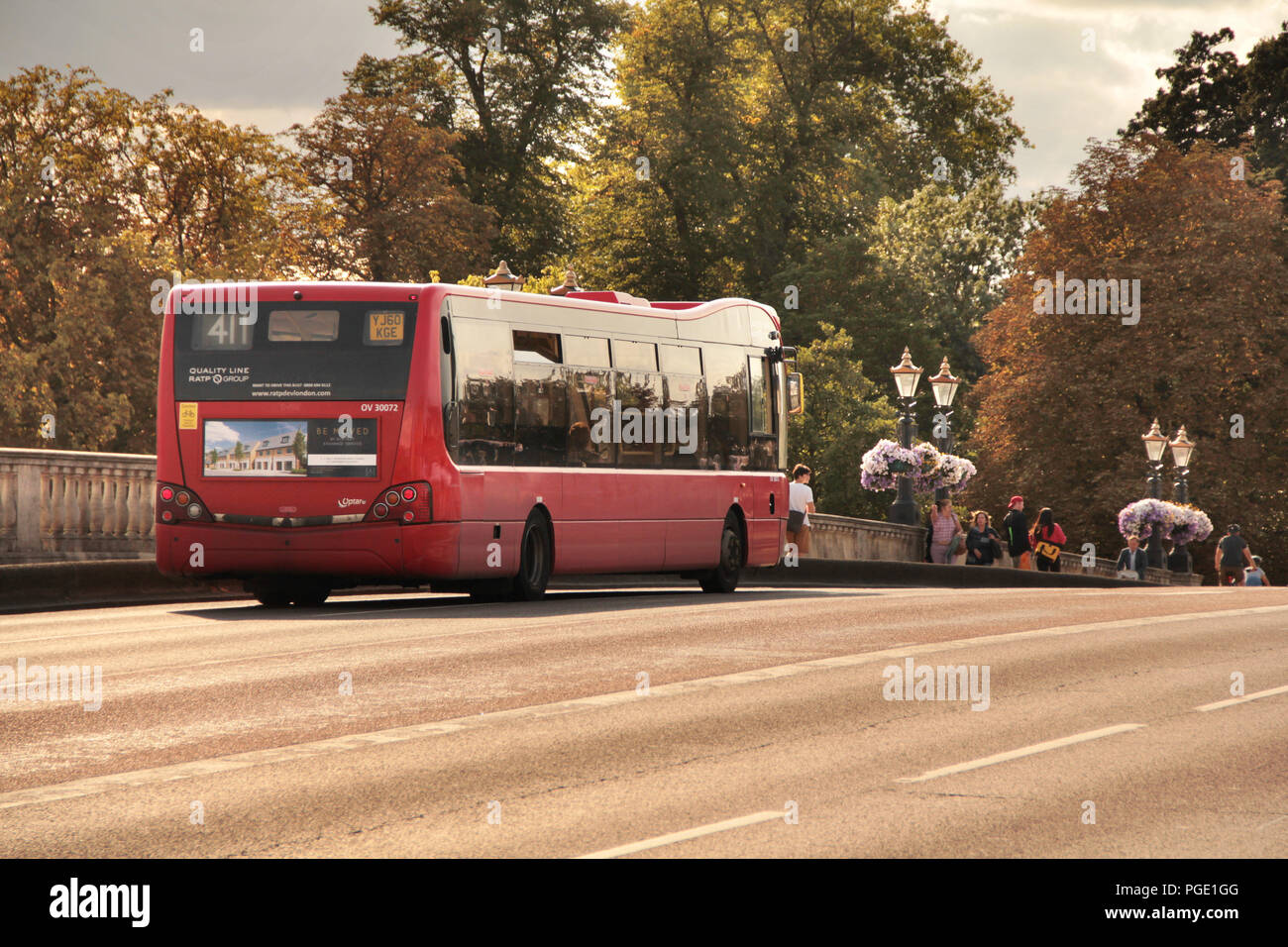 London bus over Kingston Bridge Stock Photo - Alamy