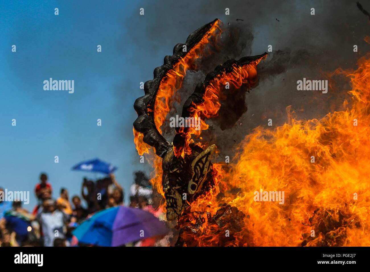 The Pharisees of the Yaqui tribe perform a mask burning ritual during ...