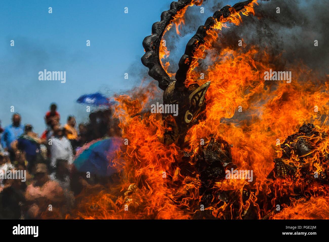 The Pharisees of the Yaqui tribe perform a mask burning ritual during ...