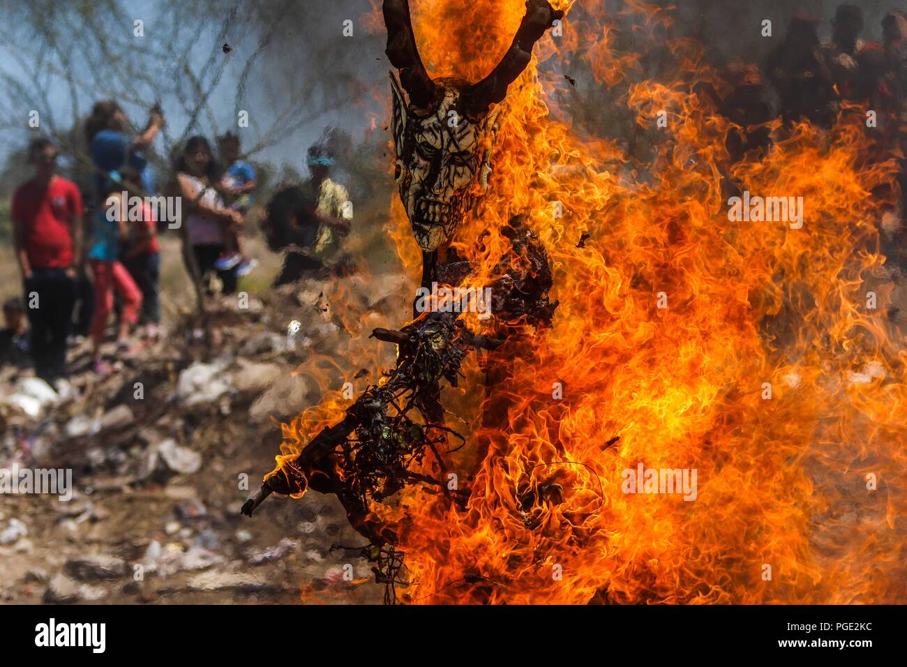 The Pharisees of the Yaqui tribe perform a mask burning ritual during ...
