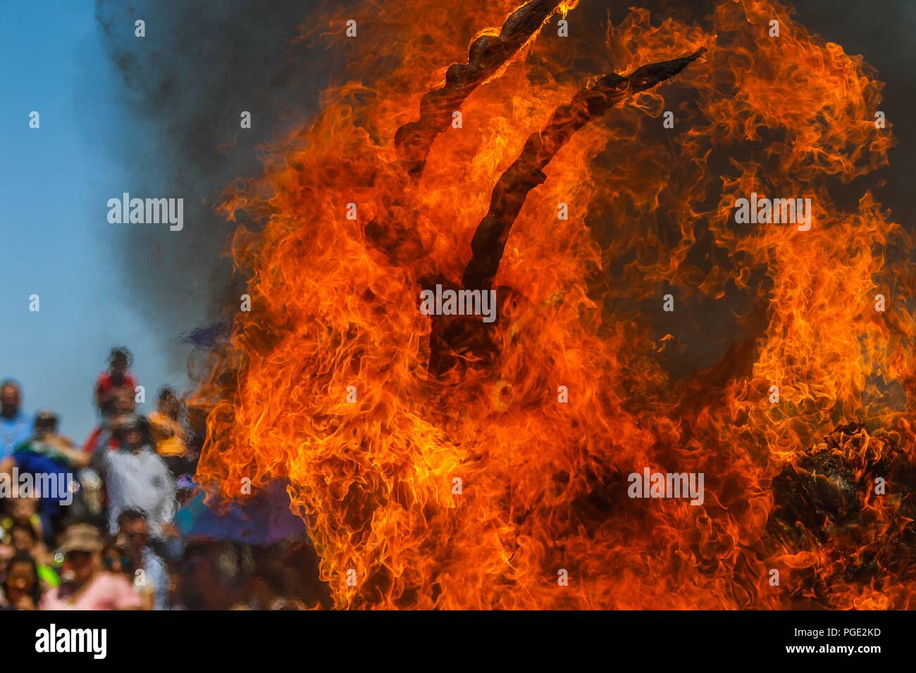 The Pharisees of the Yaqui tribe perform a mask burning ritual during ...